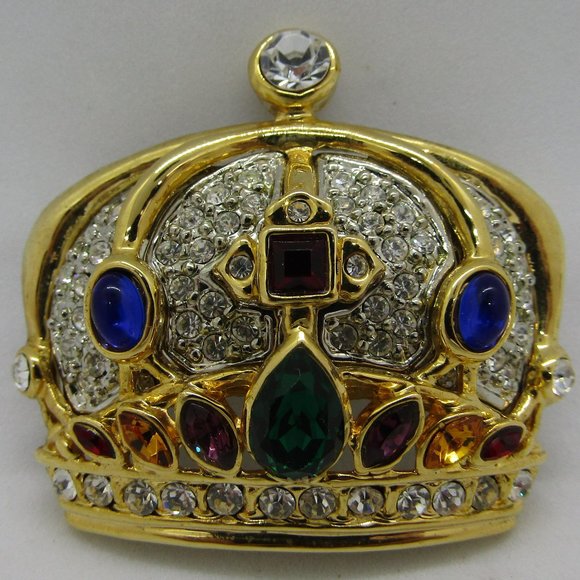 Swarovski | Jewelry | Swarovski Regal Crown Brooch Rhinestone And Pave ...